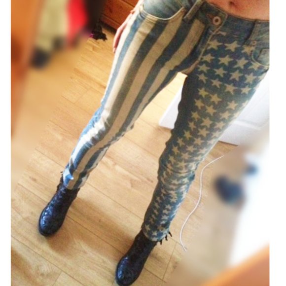 Topshop | Jeans | Stars Stripes Usa Flag Jeans Skinny Jeans 27w | Poshmark